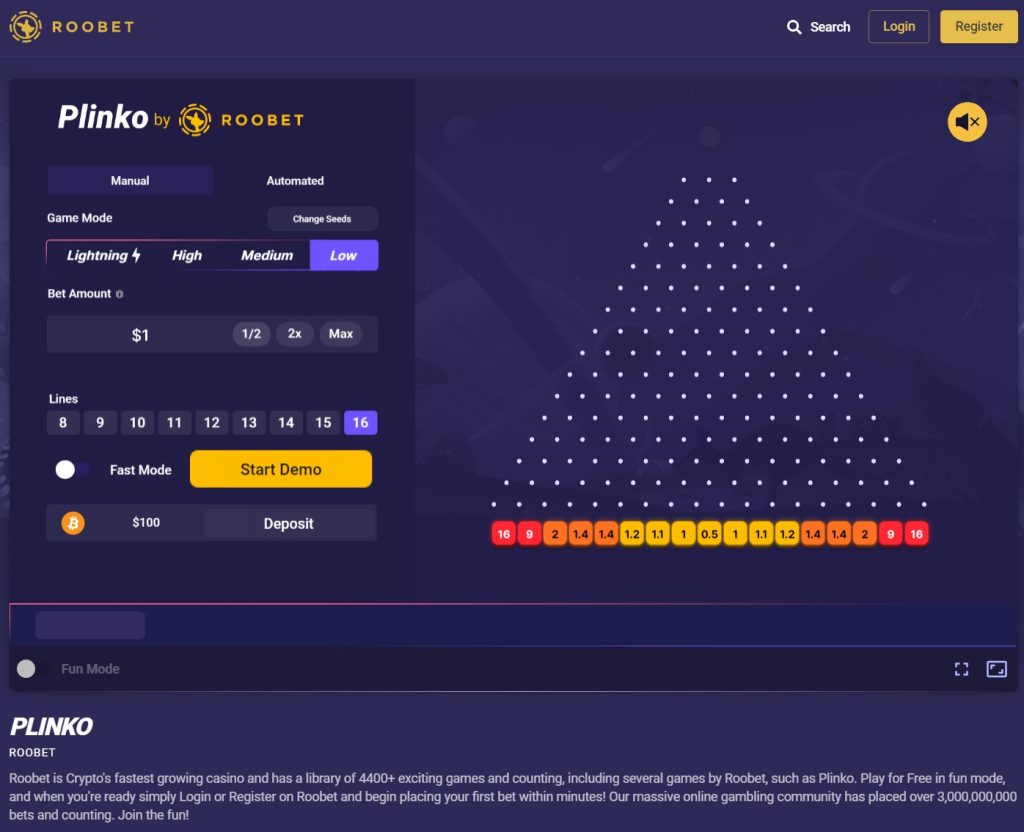 Plinko Roobet Casino Game: Play Plinko Game | Best Crypto Gambling 2023